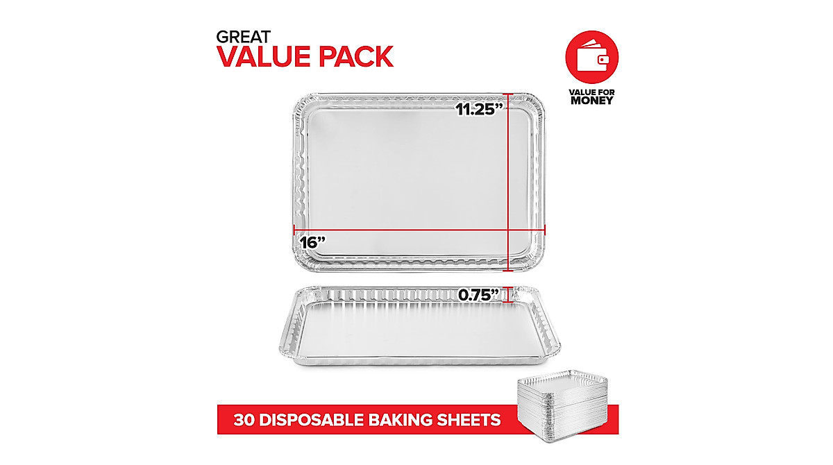 Stock Your Home Disposable Cookie Sheets for Baking (30-Pack) Aluminum ...