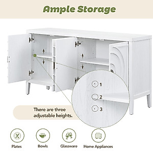 LUMISOL Wood Kitchen Sideboard Buffet Cabinet with Storage Doors Farmhouse Storage Sideboard for Dining Living Room with Metal Handles and Adjustable Shelf