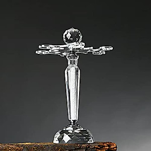 Elegant Desktop Crystal Glass Stemware Rack/Rotate 8 Wine Glass Storage Holder Stand Air Drying Rack (Silver)