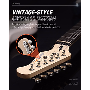 Donner Electric Guitar, DST-152 39&quot; Electric Guitar Starter Kit HSS Pickup Coil Split, with Amp, Bag, Accessories, Polar White