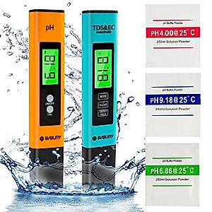 PH Meter for Water - PH Meter and TDS Meter Combo, Digital 0.01ph High Precision ± 2% Readout Accuracy Pen 3-in-1 TDS & EC & Temperature Meter for Household Drinking, Pool and Aquarium