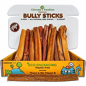 Makondo Pets Bully Sticks 100% Natural Beef Dog Chews, 6” Premium Quality Healthy Dog Treats for Training Suitable for Puppies & Adults, Zero Filler or Preservatives 12Pcs 340g
