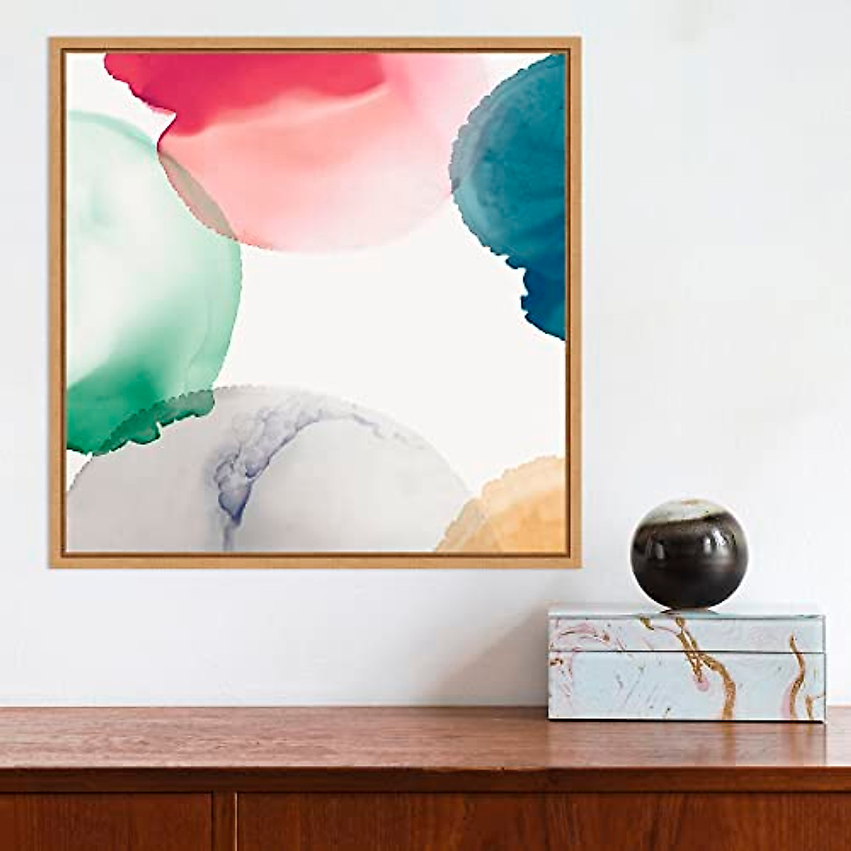 Amanti Art Framed Canvas Wall Art Print Delicate Transparency II by Emma Peal (16 in. W x 16 in. H), Sylvie Maple Frame - Small