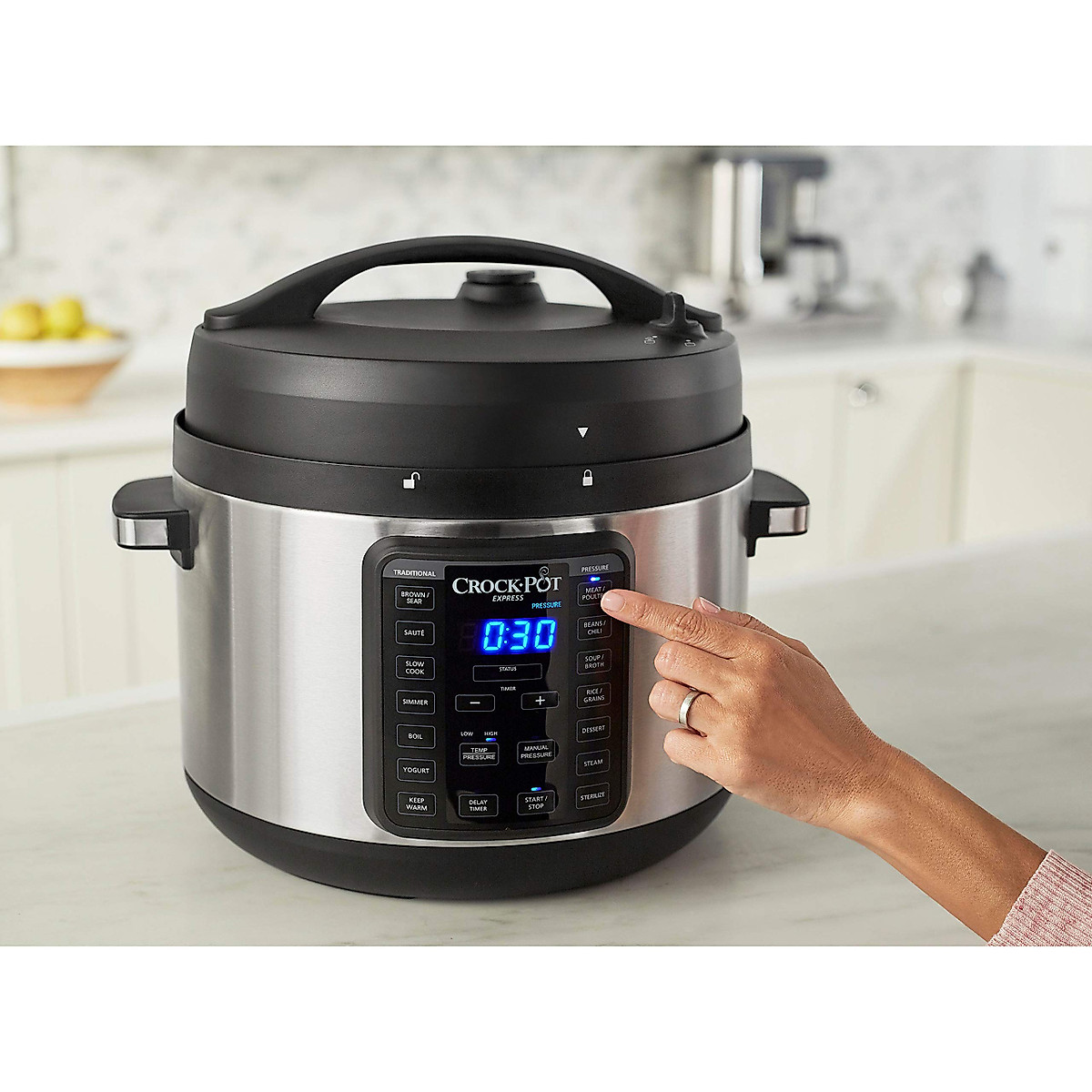 Crock-Pot Large 10 Quart Express Crock Multi-Cooker Programmable Pressure Cooker, Slow Cooker and Food Warmer, Stainless Steel (2097588)