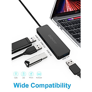 4-Port USB3.0 Hub, GOYiY Ultra-Slim Data USB Hub, USB Splitter for MacBook, Mac Pro, Mac Mini, iMac, Surface Pro, Chromebook, XPS, PC, PS4, PS5, Xbox, Flash Drive, Mobile HDD(Not for Charging)(Type A)