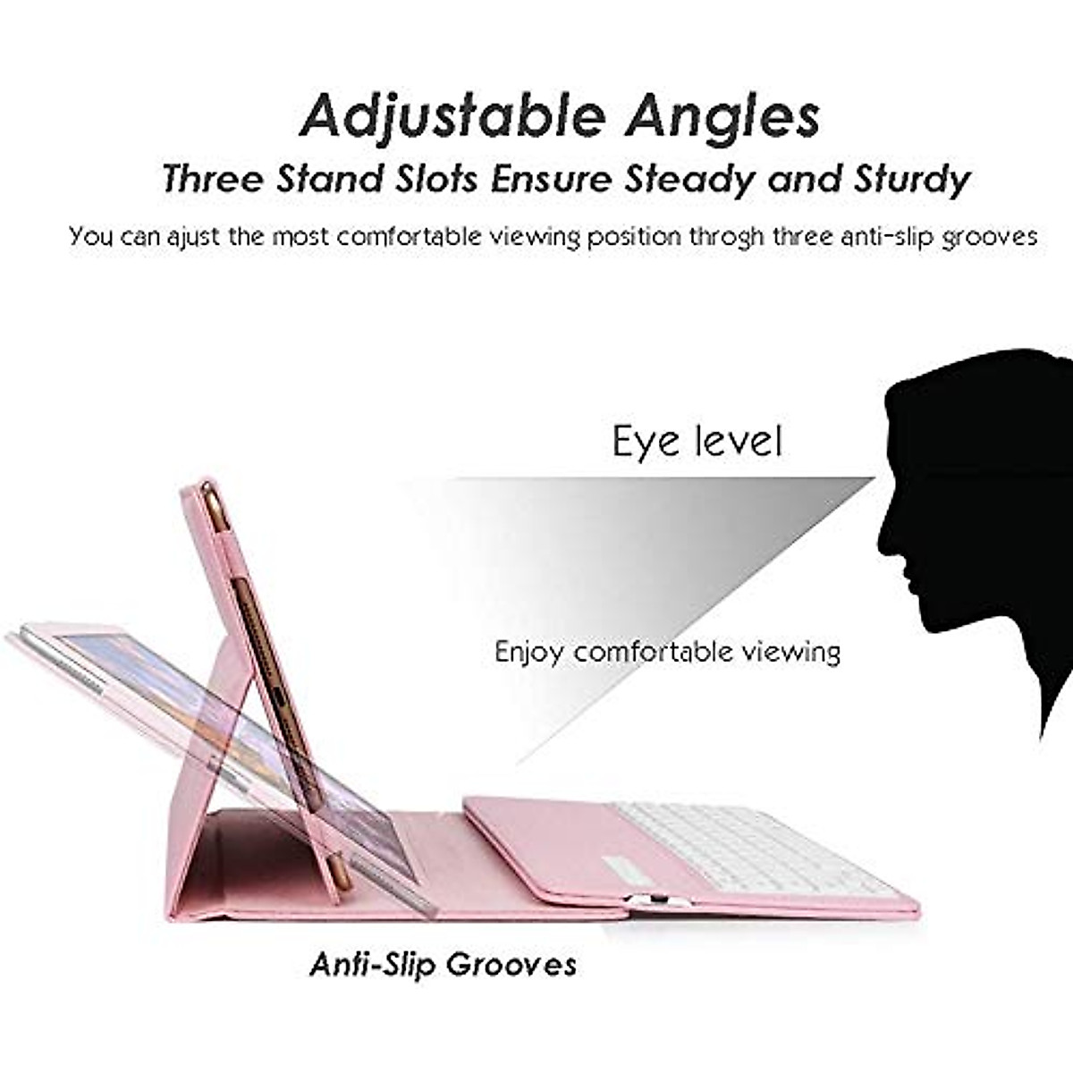 eoso iPad Cover for iPad Mini, keboard Case with Removable Bluetooth Keyboard for iPad Mini 1/2/3/4/5 (for iPad Mini,Pink)