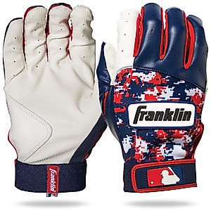 Franklin Sports MLB Digitek Baseball Batting Gloves - White/Navy/Red Digi - Youth Medium