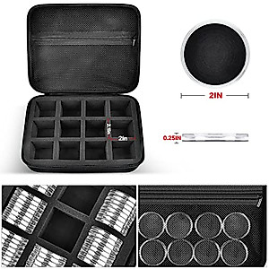 96 Pieces 46mm Coin Capsules, with Foam Gasket and Plastic Storage Organizer Box, 6 Sizes (20/25/27/30/38/46mm) Coins Collector Case Holder for Coin Collection Supplies(Black)