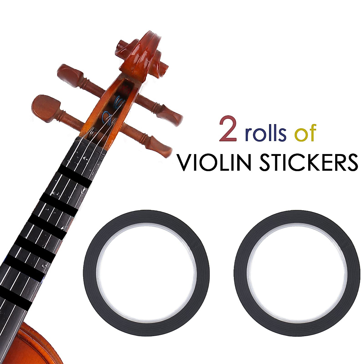 Cheerock 2pcs Black Violin Fingerboard Tape, 216 Ft Violin Finger Tape Stickers, Violin Finger Guide Note, Black Tape for Cello Viola Fingerboard, Suitable for Beginners, Learning Tone Mark
