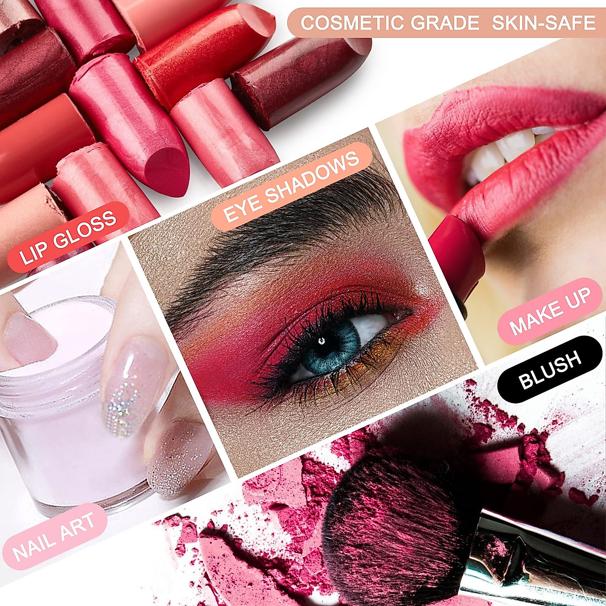 Mica Powder 24 Color 10g Each Pack, Pigment Powder Set for Painting, Nail Polish, Fine Arts, Lip Gloss, Makeup, Bath Bomb, Handmade Soap Making and Epoxy Resin