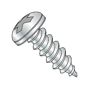 Small Parts 1020APP Steel Sheet Metal Screw, Zinc Plated, Pan Head, Phillips Drive, Type A, #10-12 Thread Size, 1-1/4" Length (Pack of 100)