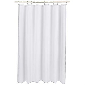 Amazon Basics Linen Style Bathroom Shower Curtain - Bright White, 72 Inch