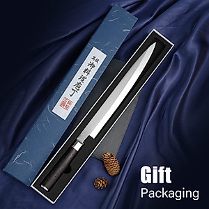 CHUYIREN Sushi Knife 10.6 inch(270mm) - Japanese Sashimi Knife Sharp - Professional High Carbon Stainless Steel Single Bevel Slicing Yanagiba Knife with Wenge Wood Handle, with Gift Box