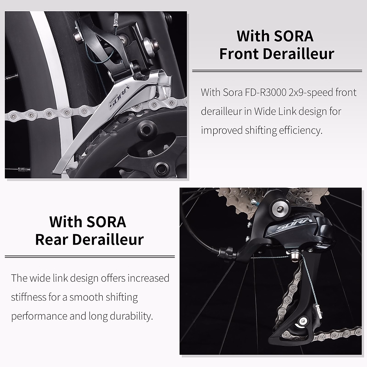 SAVADECK Carbon Road Bike with Shimano SORA R3000 18 Speed Derailleur System,Racing Bicycle with Carbon Fiber Frame Carbon Fork and Double V Brake for Adult.(White 56cm)