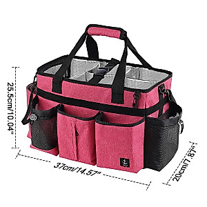 Timoxi Large Cleaning Caddy Bag Built-in Sturdy Support Board, Cleaning Organizer with Detachable Divider, Cleaning Supply Tote with Adjustable Shoulder Strap&Waist belt for Cleaners & Housekeeper
