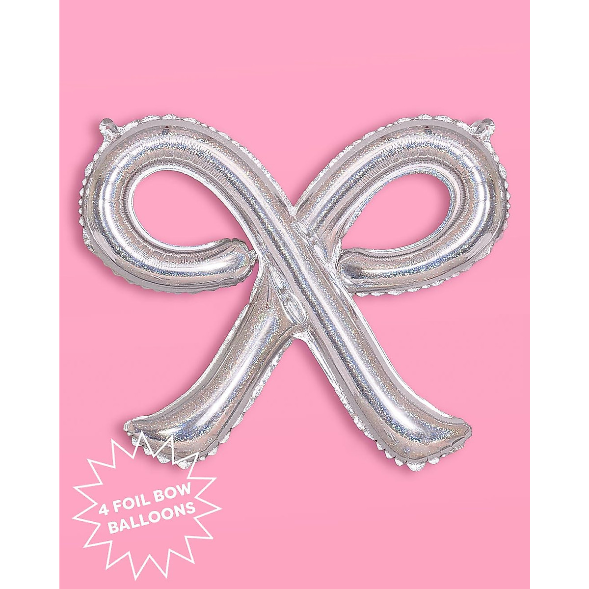 xo, Fetti Party Decorations Pink Latex + Iridescent Foil Bow Balloons - 20 pk | Bachelorette Decorations, Bow Birthday Party, Bridal Engagement Decor, Coquette Cute, Baby Shower, Tea Ribbon Decor