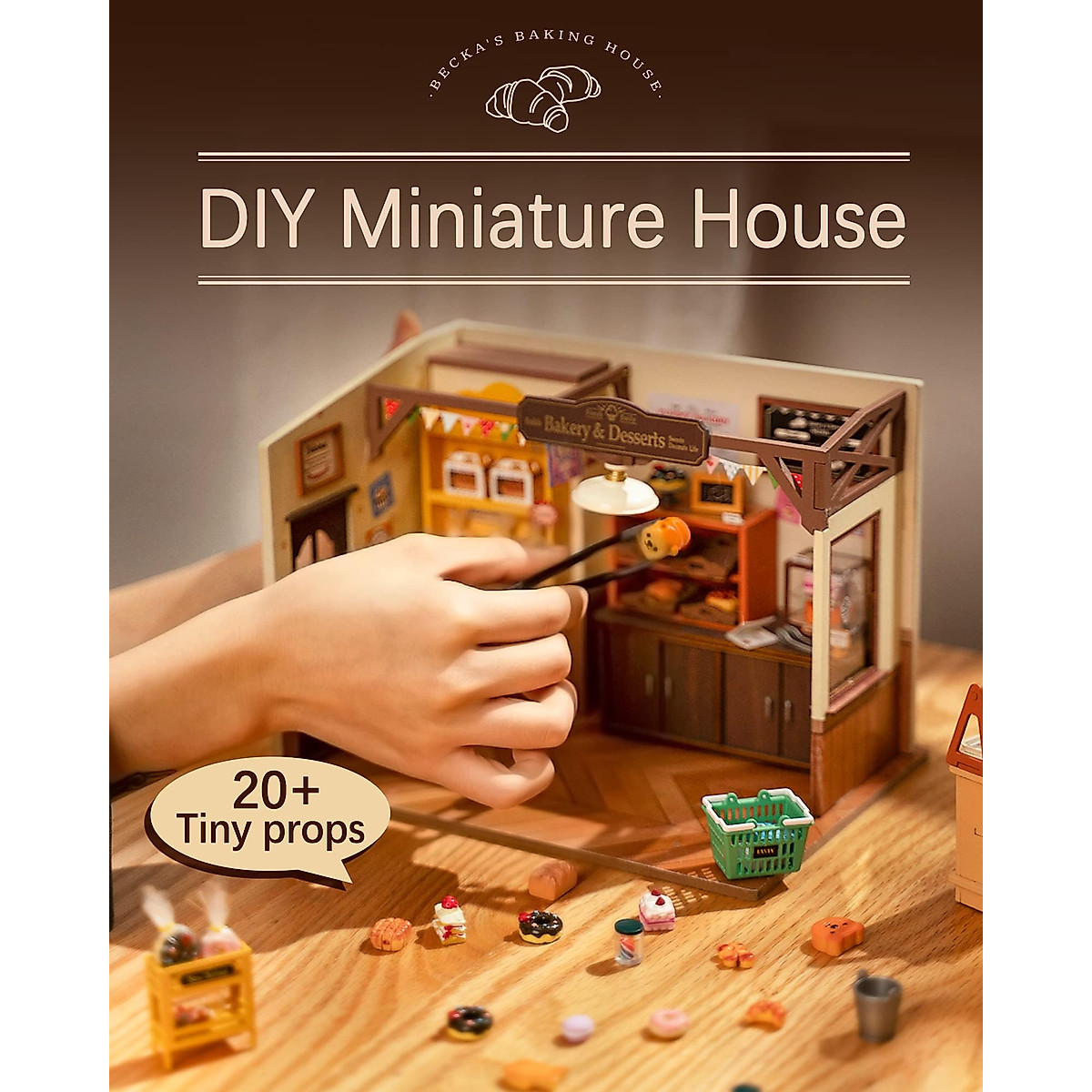 Rolife Miniature House Kit for Beginners-1:20 DIY Miniature Dollhouse Kit with LED Lights-Tiny House Crafts for Adults-Birthday Gifts Hobbies for Women and Men