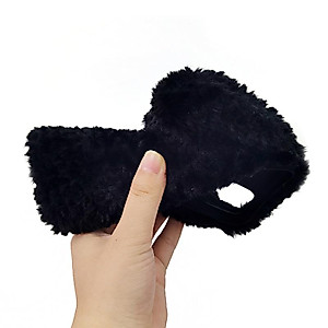 Losin Compatible with iPhone 12 Case Cute Plush Furry Dog Phone Case for Women Girls Girly 3D Cartoon Kawaii Case Soft TPU Shockproof Protective Cover Black