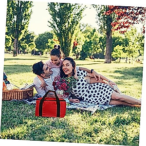 ULTECHNOVO Pizza Cake Insulation Travel Carry on Bag Picnic Basket for Car Organizer Bag Pizza Carrier Insulated Car Heaters Portable Insulated Food Carrier Portable Cake Storage Bag Red