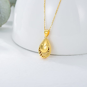 SISGEM 18K Yellow Gold Shiny Love Necklace for Women, 5MM Thick Gold Love Teardrop Shape Pendant Jewelry Anniversary Mother's Day Gift for Wife, Mom 18inch