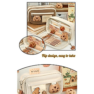 COPAMVR Pencil Case Large Capacity Pencil Pouch Aesthetic with Multi-Pieces Ultimate Organizer Kit: Spacious & Chic Pouch with Premium Assorted Essentials (Brown-B set), PB9587