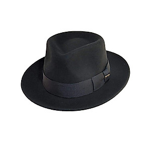 Scala Classico Men's Crushable Water Repelant Wool Felt Fedora Hat, Black, X-Large
