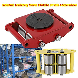 6T Industrial Moving Dolly 13200LBS Machinery Mover, Furniture Dolly for Moving Furniture Movers with Steel Rollers Cap 360 Degree Rotation (Red)
