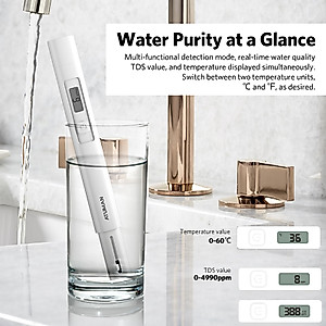 ATuMan TDS Meter, Digital Water Quality Tester, High Accuracy Pen Type Reliable User-Friendly Turbidity Temperature Meter, Professional Testing for Hydroponics, Household Drinking, Aquarium and Pool