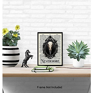 The Raven - Creepy Skull Wall Decor - Gothic Home Decor - Scary Wall Art - Goth Room Decor - Edgar Allan Poe Pagan Gifts - Medieval Decor - Nevermore