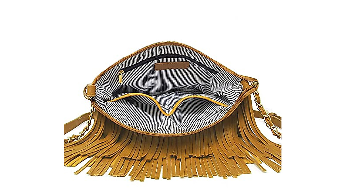 Solene Fringe Crossbody Bag - Trendy Mustard Purse
