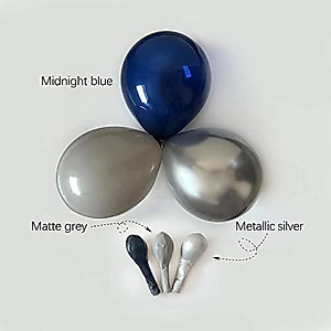 Holipardy DIY Balloon Arch & Garland kit, 159Pcs Gray Silver Metallic Party Balloon with Nightblue and 4D Silver Balloons for Wedding Birthday Baby Shower Graduations Bachelorette| Party Supplies