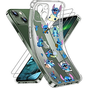 MOBRWUVS 2 Pack Clear Case + Stitch Case for iPhone XR, Fully Wrapped Lens Shockproof and Anti-Drop Without Changing Yellow, TPU Material Durable (iPhone XR)