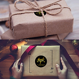 1.5" Thank You Stickers Roll,Thank You for Supporting Our Small Businessï¼Œ4 Designsï¼ŒRound Gold Foil Adhesive Labels of Black,500 Business Labels for Sealing, Handmade Goods & Small Business Owners