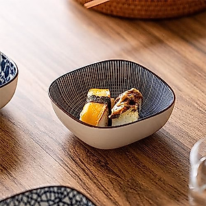 YXWXY Ceramic Snack Plate 4 Pcs Blue Style D Dessert Salad Plates 4.3Inch Ceramic Dishes Japanese Bowl Sushi Sauce Seasoning Dishes Dipping Bowls For Condiment Sushi Ketchup Bbq Party