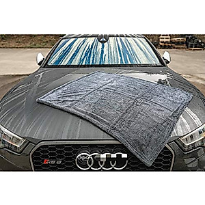 Microfiber Car Drying Towel, 1300GSM Superior Absorbency Twist Loop for Drying Cars, Trucks, and SUVs (Gray, 20"x32")