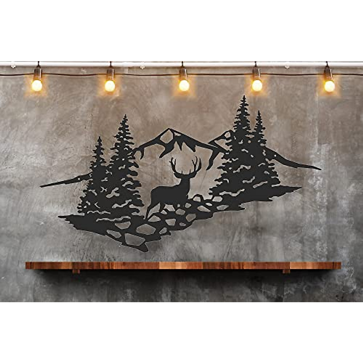 Mule Deer Mountain Scene | Laser Cut Metal Wall Art Sign for Home, Cabin, and Garage Decor | High Country Décor