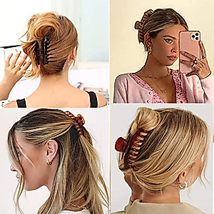 Bqmte Hair Claw Clips, 8 Pcs 4.3" Large Hair Clips for Thick & Thin Hair, 2 Styles Non-Slip Matte Big Jaw Clips, 90's Fashion Design for Women and Girls