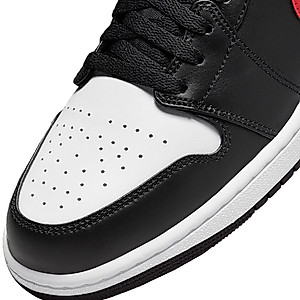Jordan Men's Air Jordan 1 Low Sneaker, Black/Fire Red-white, 13