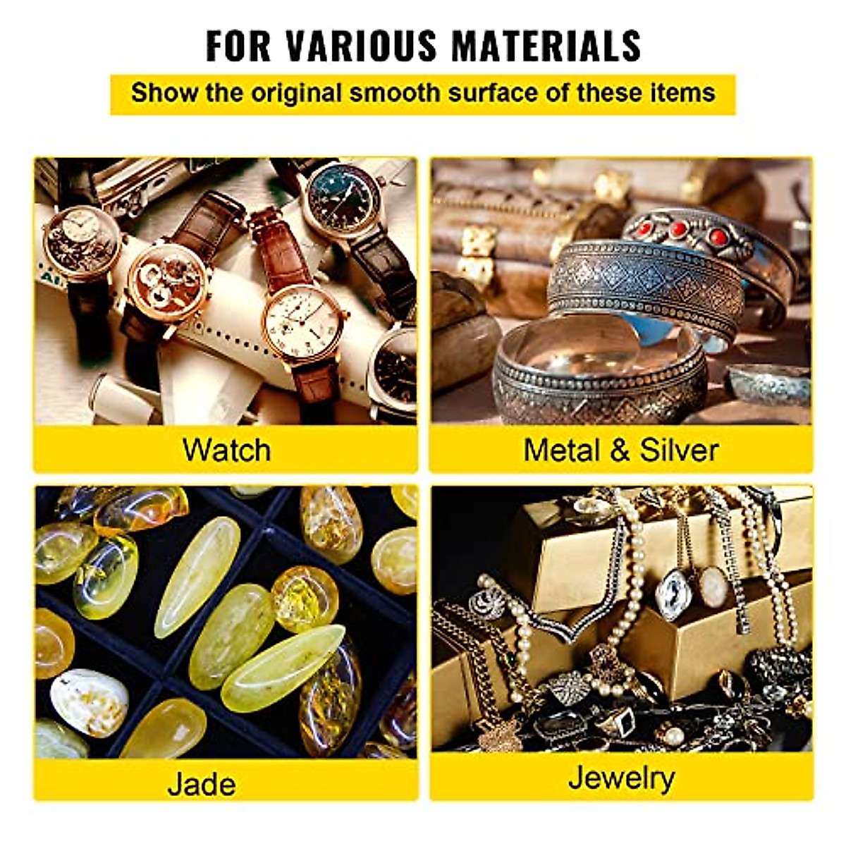 VEVOR Bench Buffer Polisher, 8 inch Buffing Machine 370W Motor with 3600 RPM, Heavy Duty Benchtop Lathe Polishing Machine for Jewelry, Wood, Silver, Amber, Metal, Jade