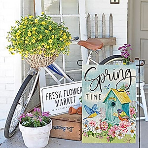 CROWNED BEAUTY Spring Time Garden Flag Floral 12x18 Inch Double Sided for Outside Birds Burlap Small Yard Holiday Decoration CF751-12