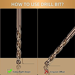 Cobalt Drill Bit Set,NOEAIKE 15-Pack M35 HSS Metal Drill Bits,Twist Jobber Length Cobalt Drill Bits Size 1/16"-3/8" for Hardened Steel,Stainless Steel,Cast Iron,Aluminum Alloy,Wood with Storage Case
