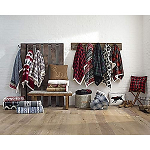 Eddie Bauer - Throw Blanket, Cotton Flannel Home Decor, All Season Reversible Sherpa Bedding (Pine Tartan, Throw)