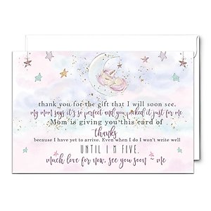 Paper Clever Party Unicorn Baby Shower Thank You Cards with Envelopes - 25 Pack - 4x6 Blank Notes with Whimsical Star and Moon Design - Thanking for Gifts from Baby Girl
