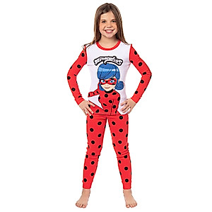 INTIMO Miraculous: Tales of Ladybug & Cat Noir Girls' Tight Fit Character Cartoon Sleep Pajama Set (8)