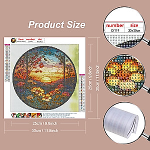 Stalente Diamond Painting Kits for Adults, 5D DIY Diamond Art Kits for Beginners Round Full Drill Diamond Painting for Home Wall Decoration Gift 12×12inch, Stained Glass Sunflower