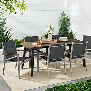 Best Choice Products Set of 2 Stackable Outdoor Textilene Chairs, All-Weather Conversation Dining Accent Furniture w/Armrests - Taupe/Charcoal