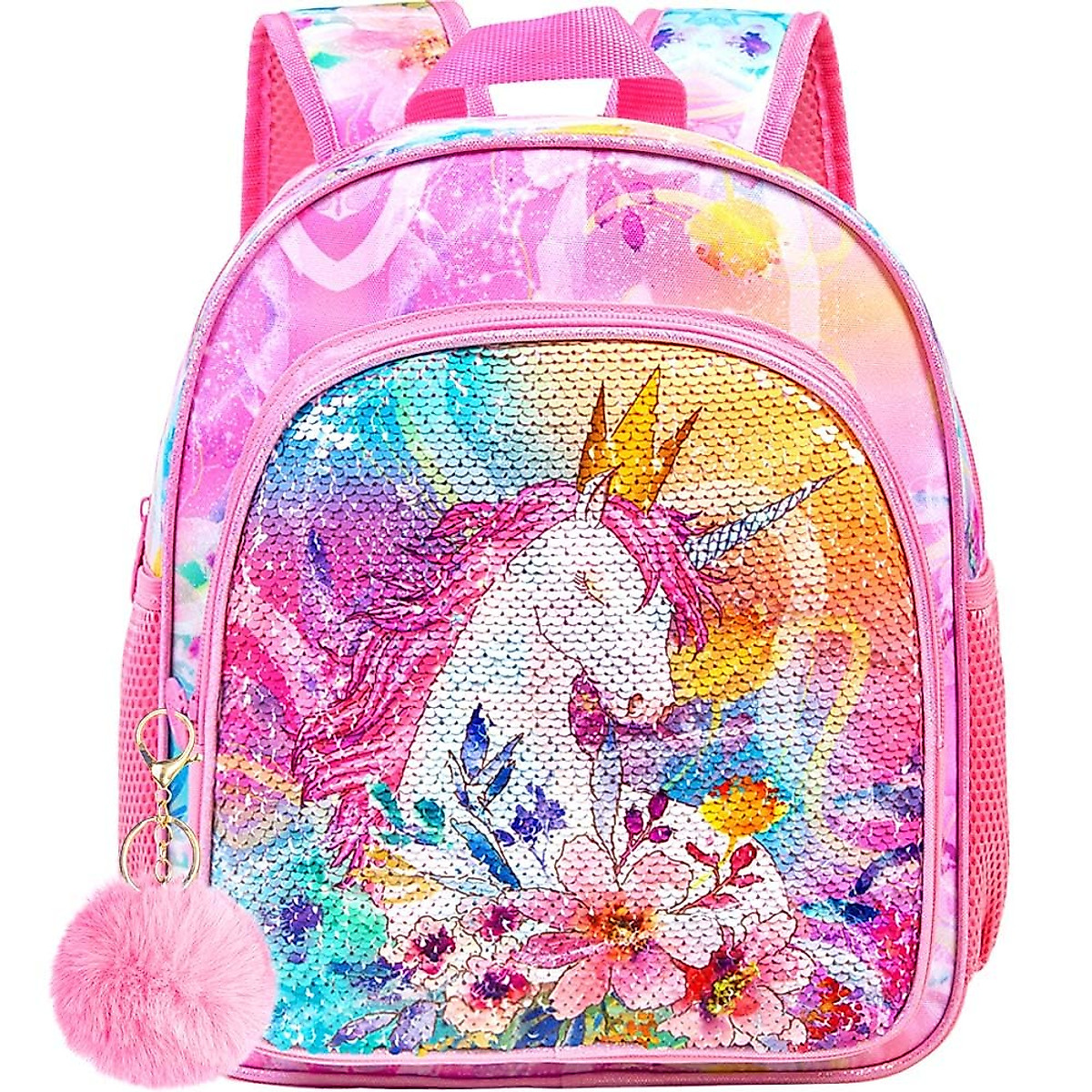 WZLVO Toddler Backpack for Girls, 12" Cute Unicorn Sequin Preschool Bookbag, Kindergarden School bag for little Kids