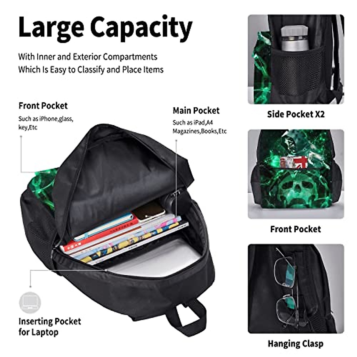 Jrktuwdg De-stiny 2 Backpack Large Capacity Backpack Three-Piece Set