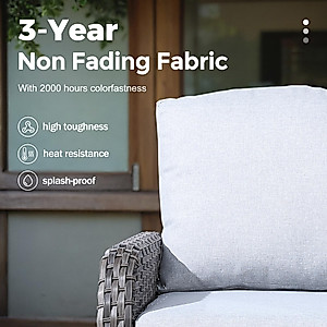 2 Pieces Wicker Patio Chairs - Outdoor Rattan Chairs Set of 2,All-Weather PE Wicker Dining Chair Set with High Back and Deep Seating for Deck Porch,Light Grey