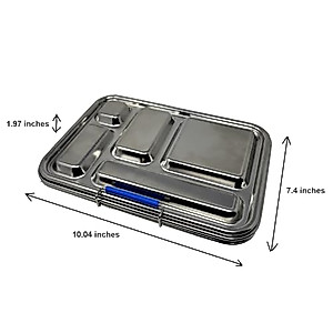 Flatbush Goods Leak Resistant Stainless Steel Bento Lunchbox with Silicone Seal, 2 Leak Proof Containers and 5 Compartments - Durable and Sustainable for Adults and Kids 5 and Older (Blue)